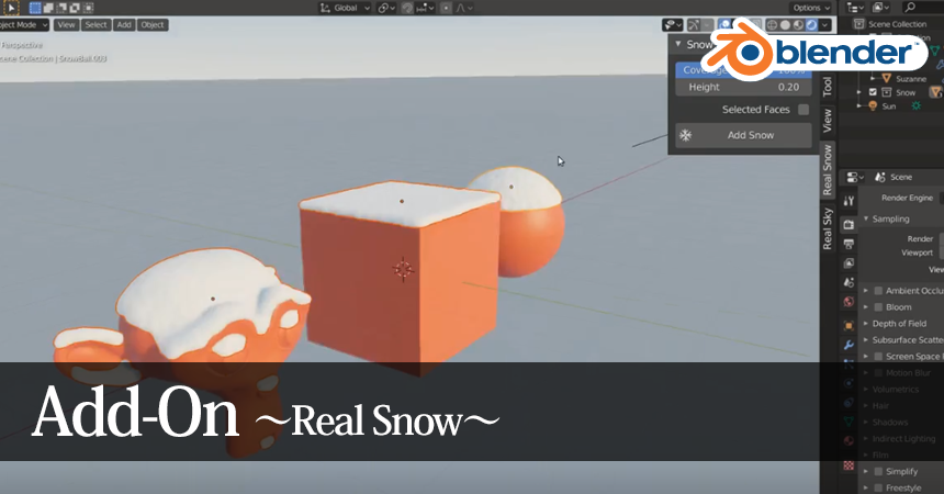 Real Snow | 簡単に積雪生成【無料】 - AddOn, All, Blender - 3DDDA